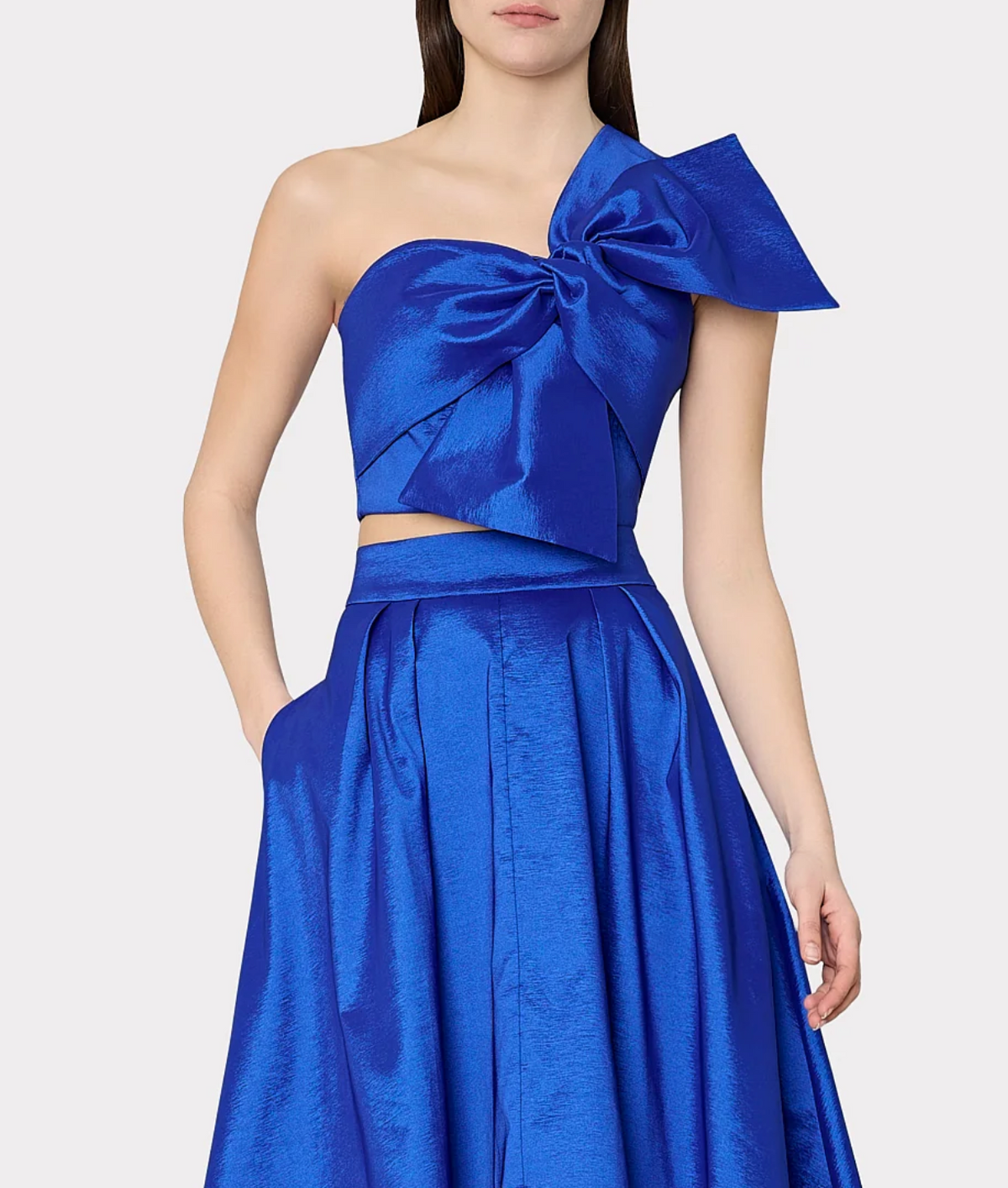 Laney Bow Taffeta Crop Top - Blue– 25 South Boutiques