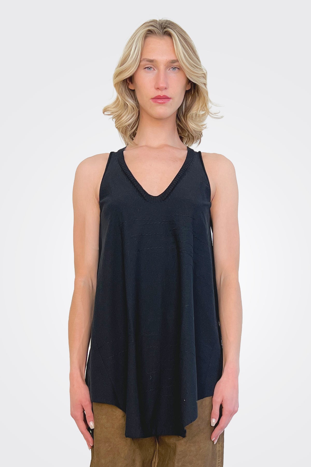 V Neck Asym Tank - Black– 25 South Boutiques